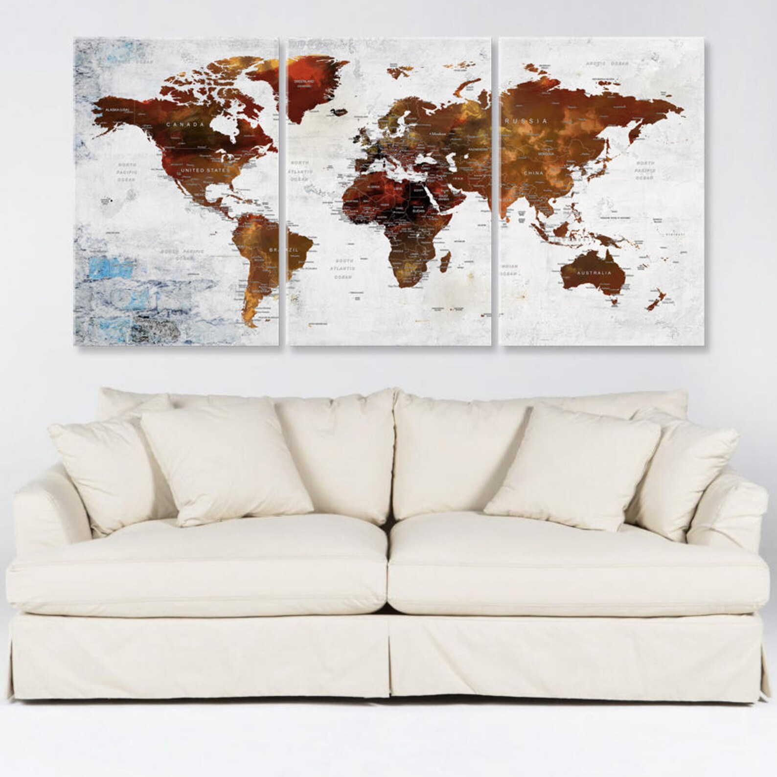 World Map Canvas Push Pin Travel Map Large World Map Decor - Etsy
