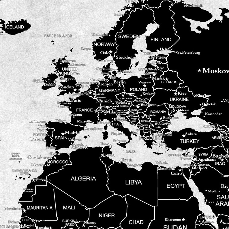 World Map Canvas Octagonal Wall Art Push Pin Travel Map | Etsy