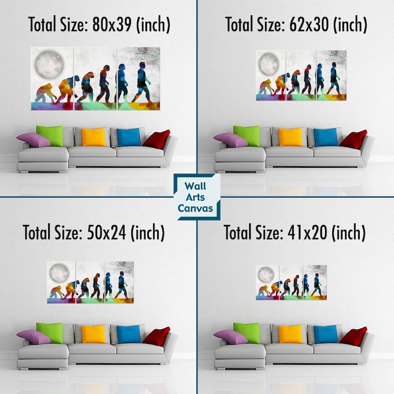 Human Evolution Canvas Art Large Wall Decor Colorful | Etsy