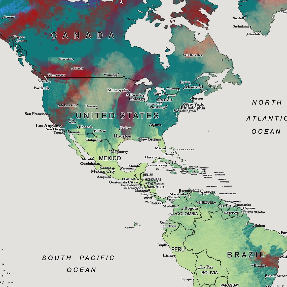 Printable World Map Files Multi Colors Downloadable Large | Etsy
