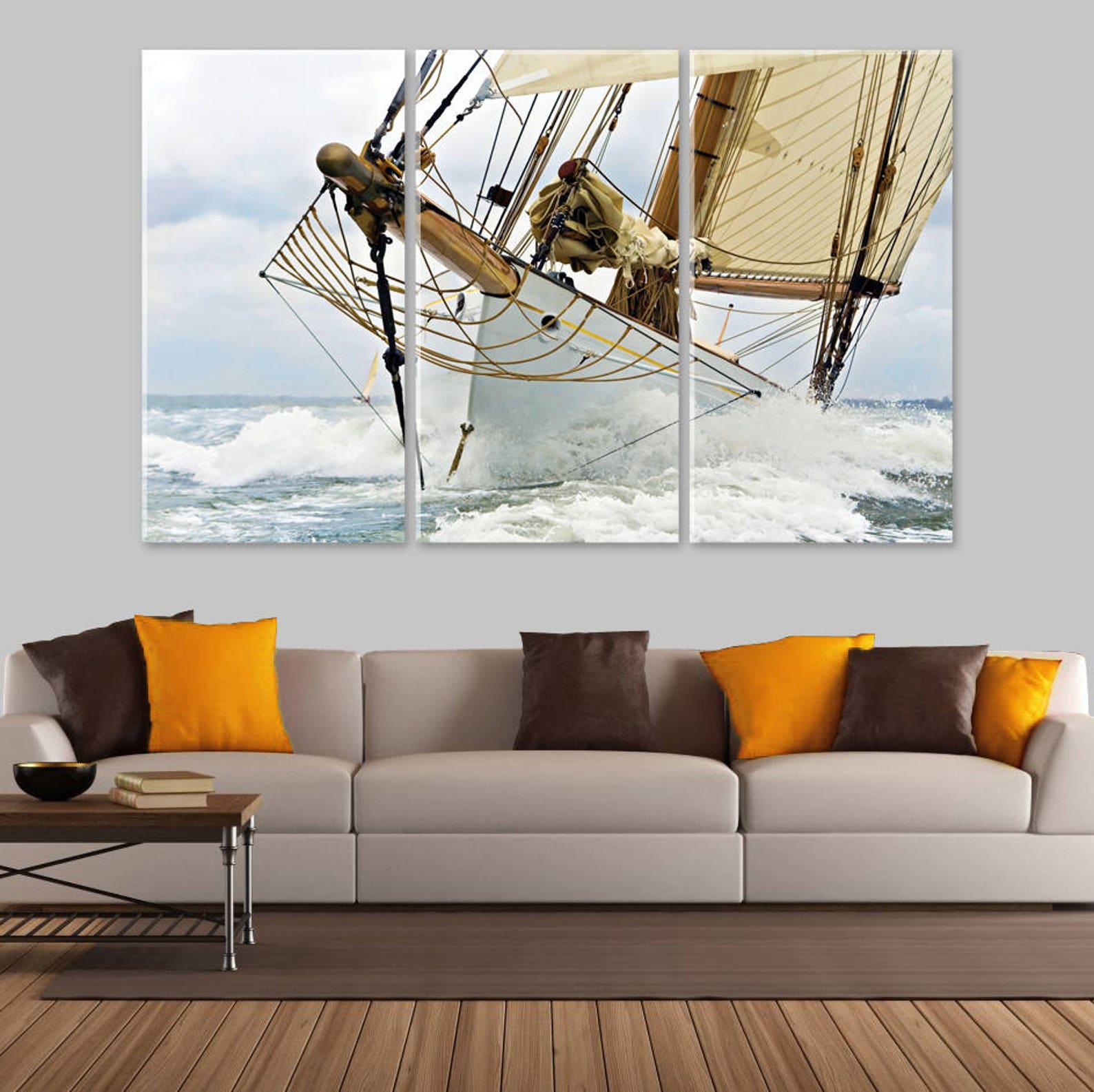 Sailing Boat Canvas, Large Canvas Sea, Wall Decor, Framed Canvas, Sea ...