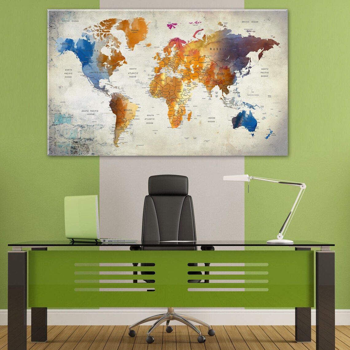 World Map Canvas Push Pin Travel Map World Map Wall Art | Etsy