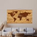 Hanging World Map Canvas, Rustic Frame Home Decor, Wood Texture World ...