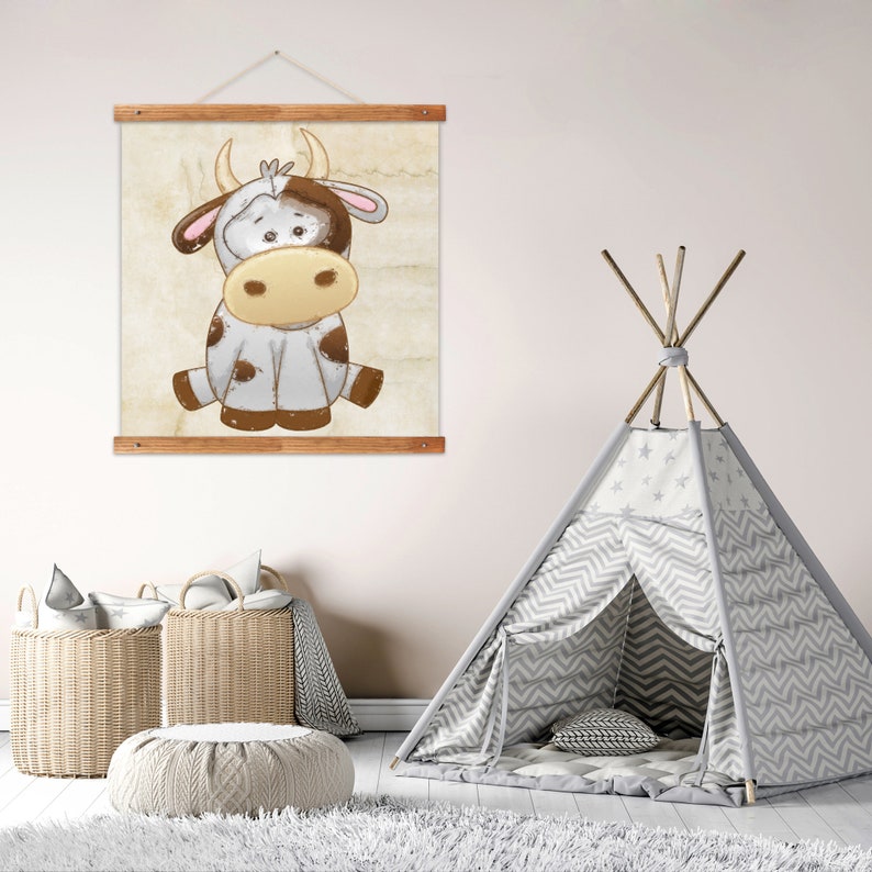 Cute Cow Printable File Calf Painting Art for Kids Room Wall - Etsy