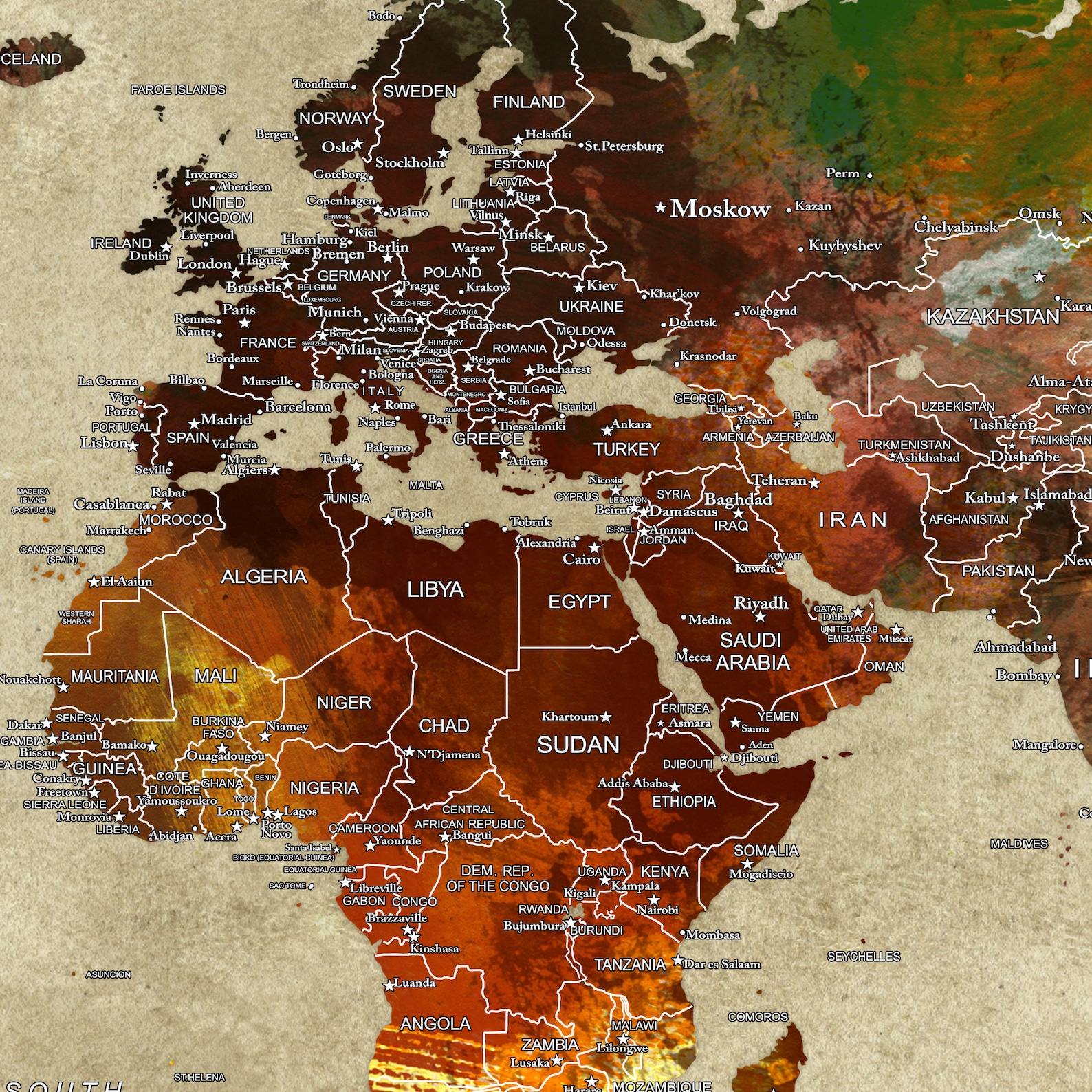 Hanging World Map Canvas Rustic Frame Home Decor Vintage - Etsy