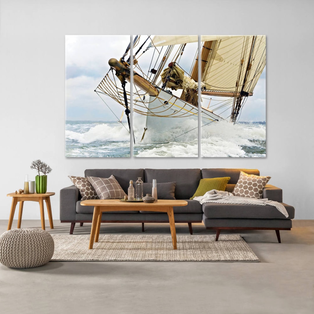 Sailing Boat Canvas, Large Canvas Sea, Wall Decor, Framed Canvas, Sea ...