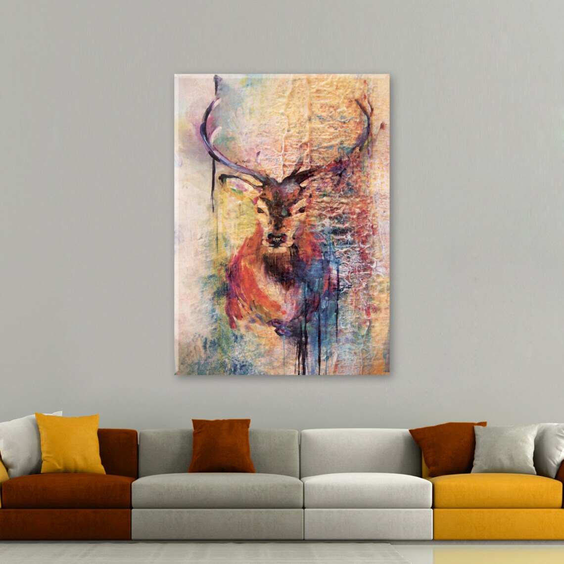 Abstract Deer Wall Decor Modern Painting Deer Fine Art Print | Etsy