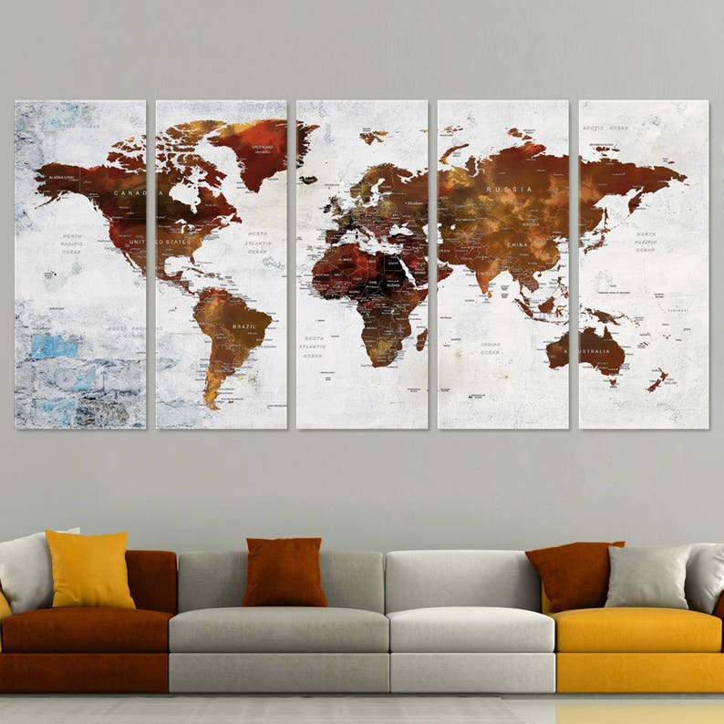 World Map Canvas Push Pin Travel Map Large Canvas World Map | Etsy