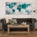 World Map Canvas Push Pin Travel Map Turquoise World Map - Etsy