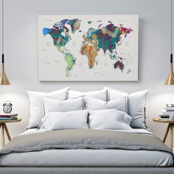 Printable World Map Files Multi Colors Downloadable Large | Etsy
