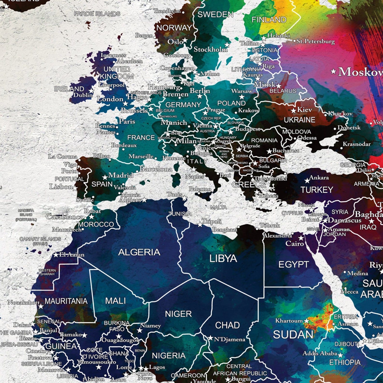 World Map Canvas Octagonal Wall Art Push Pin Travel Map | Etsy