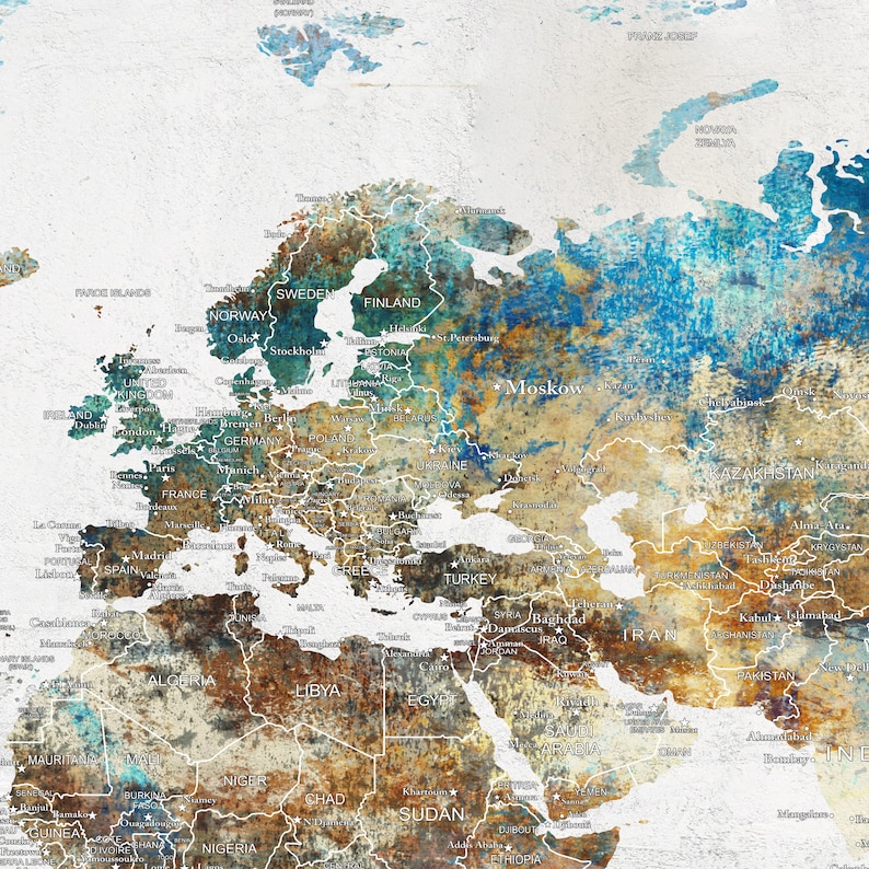 Hanging World Map Canvas Rustic Frame Home Decor World Map - Etsy