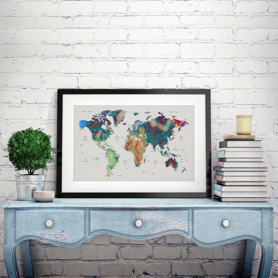 Printable World Map Files Multi Colors Downloadable Large | Etsy