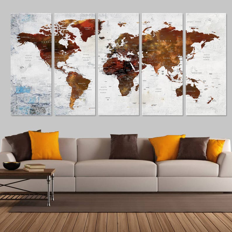 World Map Canvas Push Pin Travel Map Large Canvas World Map | Etsy