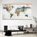 Hanging World Map Canvas, Rustic Frame Home Decor, World Map Wall Art ...