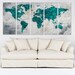 World Map Canvas Push Pin Travel Map Turquoise World Map - Etsy