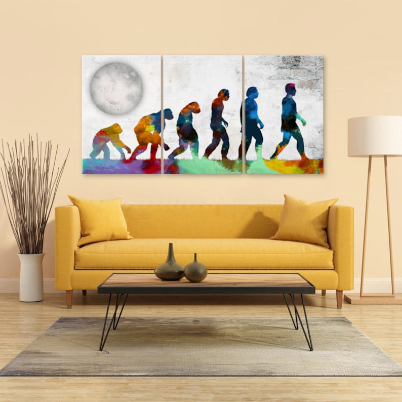 Human Evolution Canvas Art Large Wall Decor Colorful - Etsy