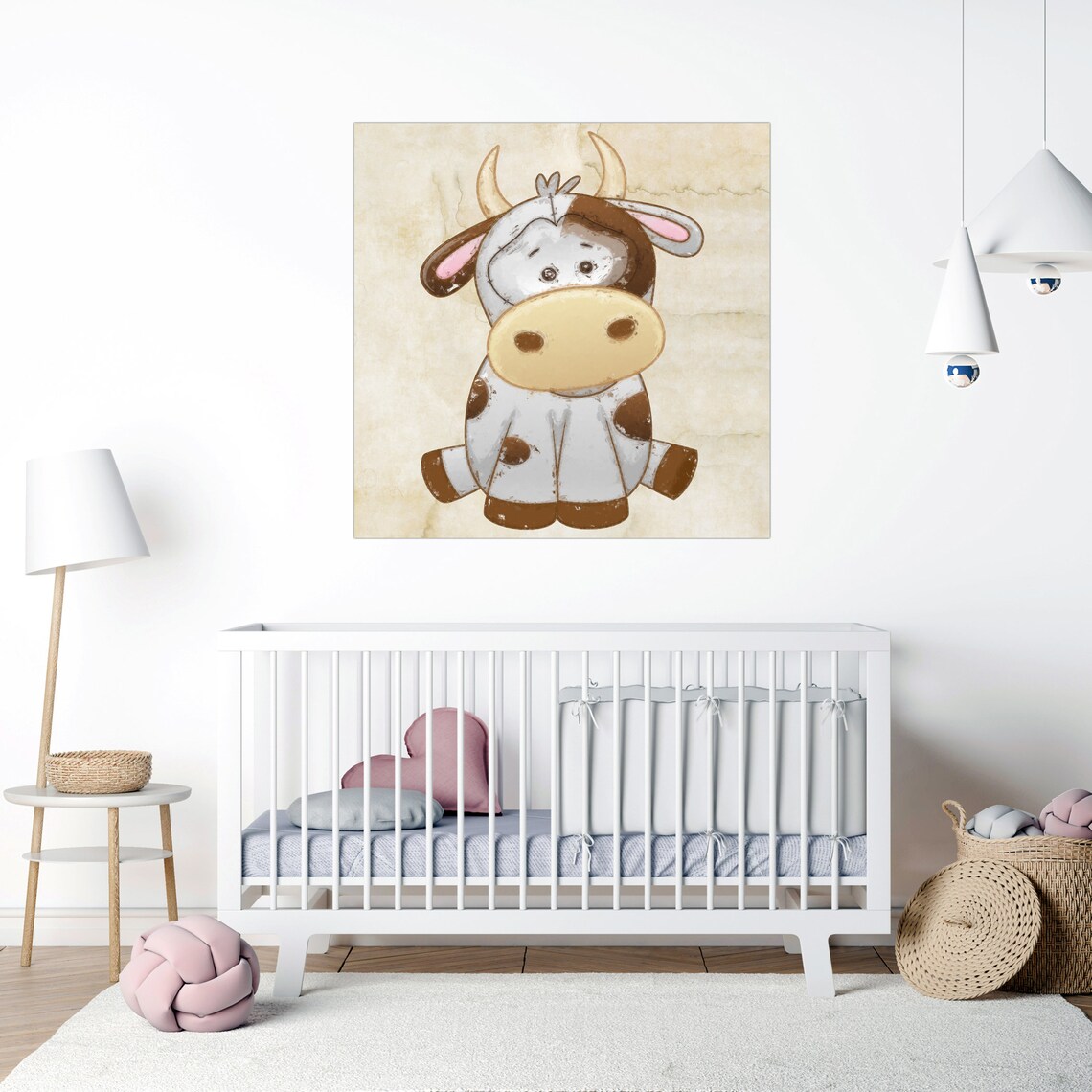 Cute Cow Printable File Calf Painting Art for Kids Room Wall - Etsy