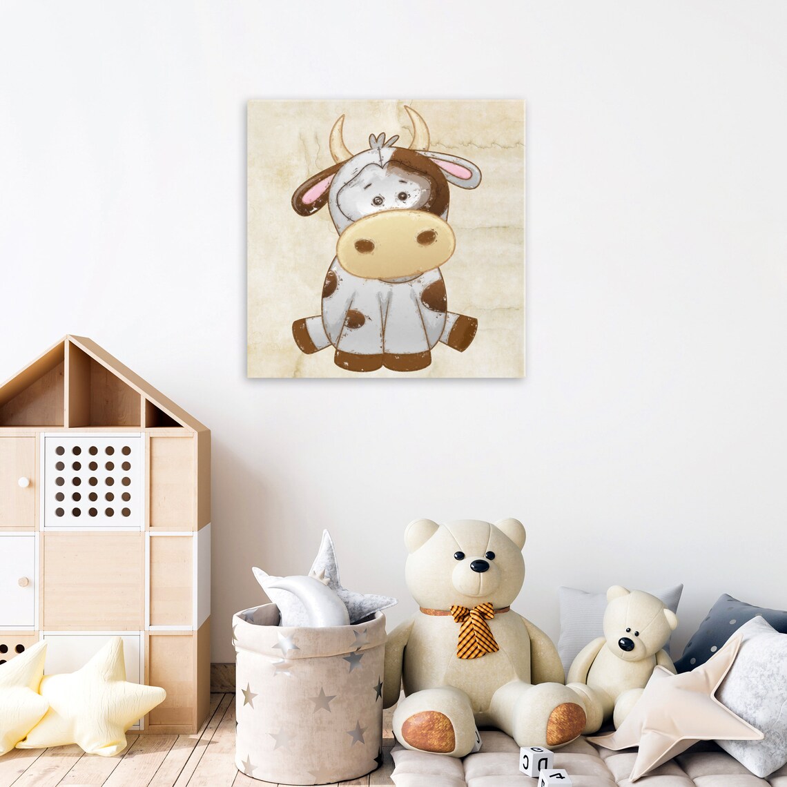 Cute Cow Printable File Calf Painting Art for Kids Room Wall - Etsy