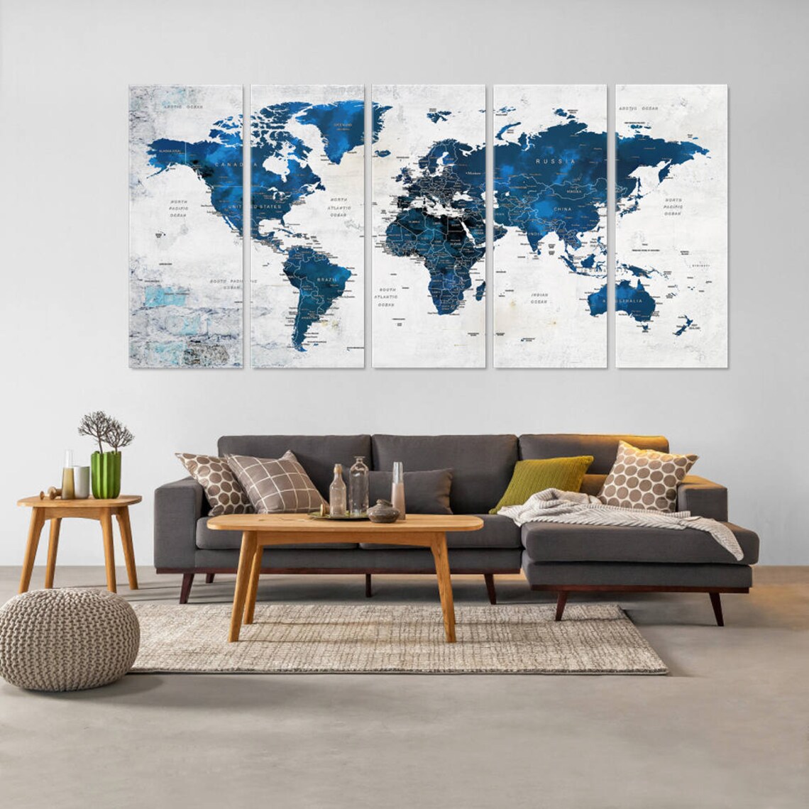 Extra Large World Map Canvas Wall Decor Push Pin Travel Map - Etsy