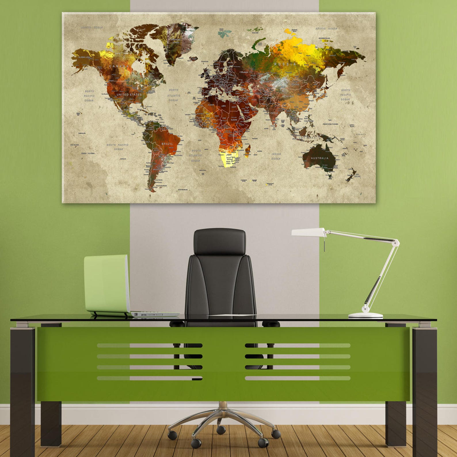 Large World Map Canvas Push Pin Travel World Map Colorful | Etsy