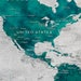 Turquoise Color Extra Large World Map Canvas Wall Decor, Push Pin ...