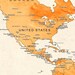 World Map Canvas Push Pin Travel Map Orange World Map Decor - Etsy