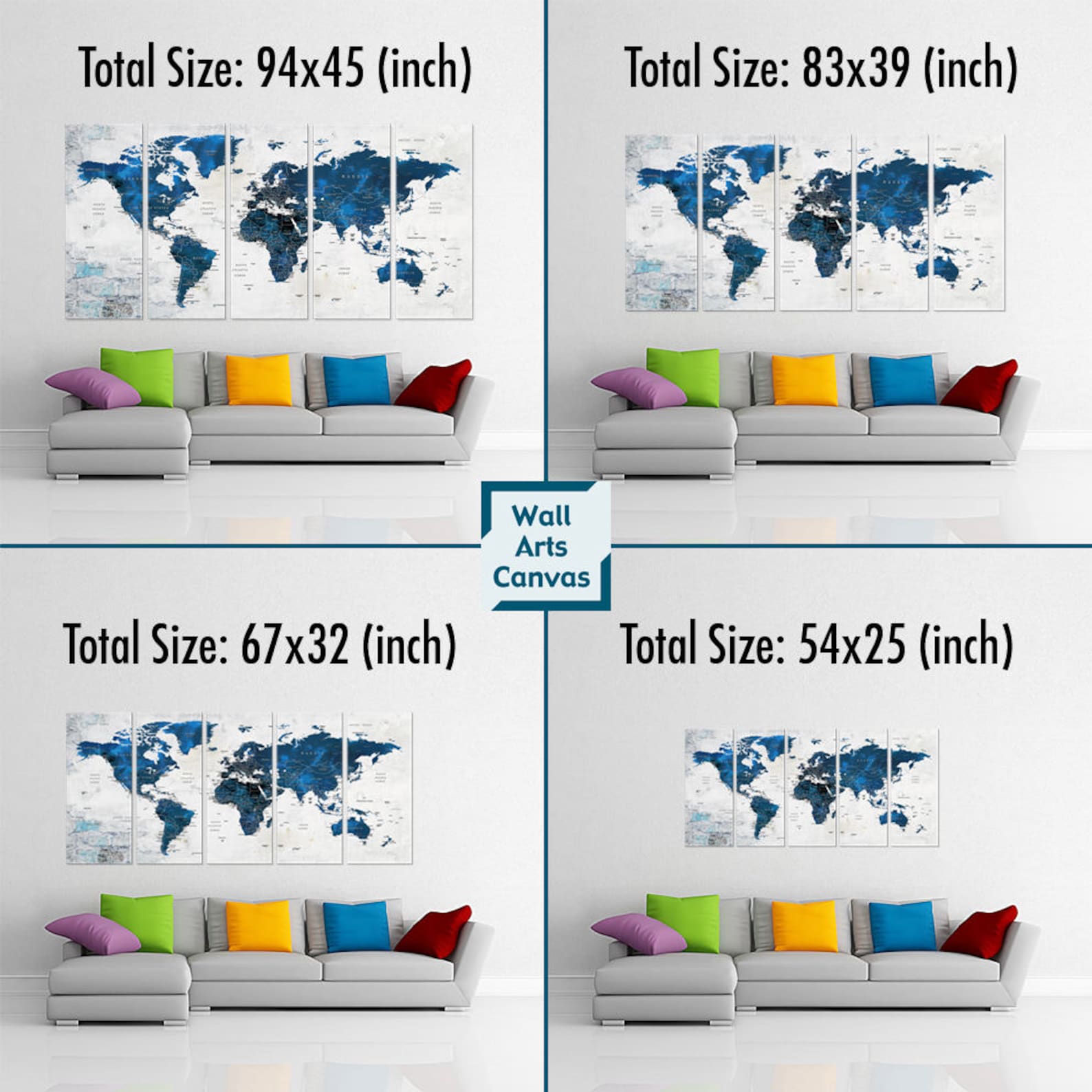 Extra Large World Map Canvas Wall Decor Push Pin Travel Map - Etsy