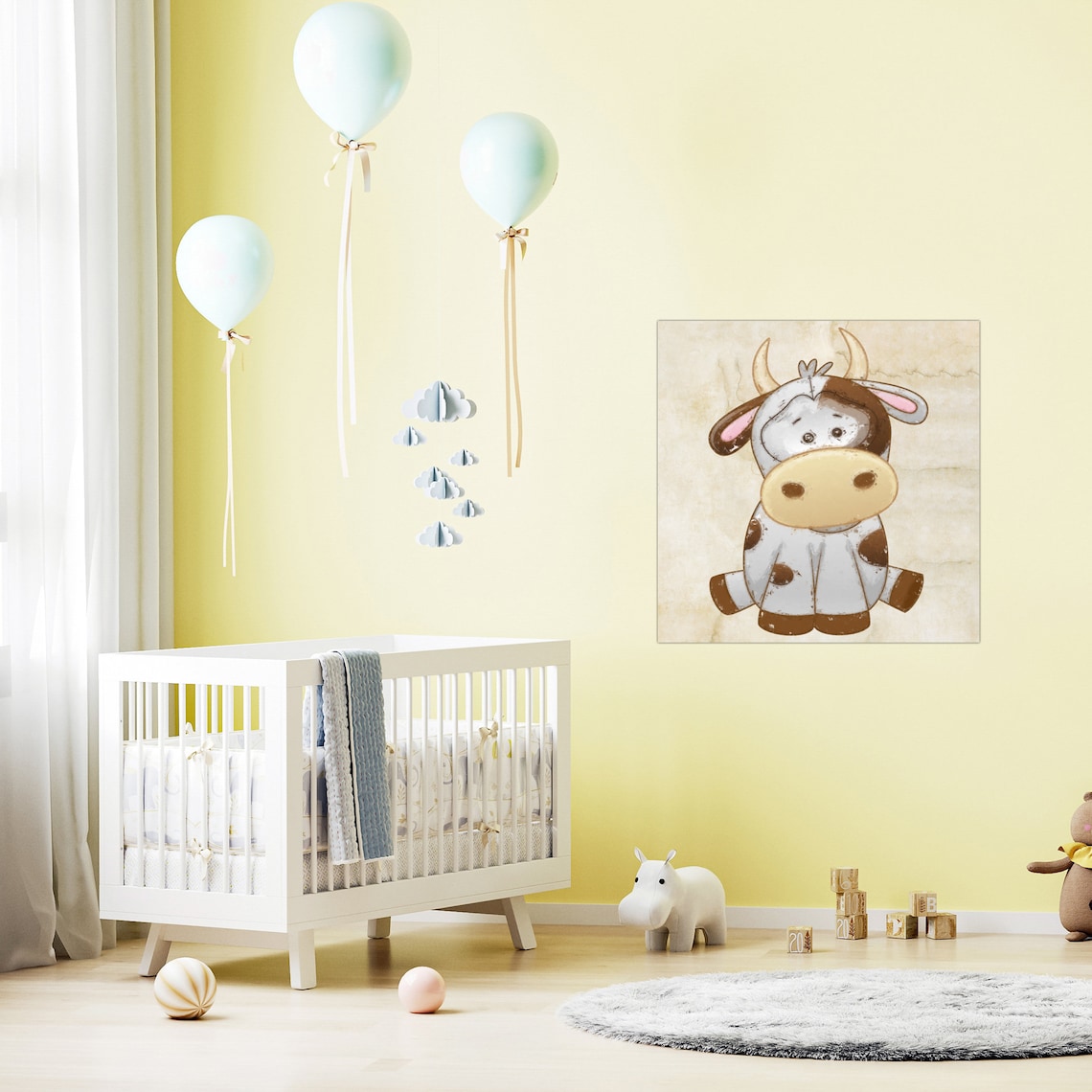 Cute Cow Printable File Calf Painting Art for Kids Room Wall - Etsy