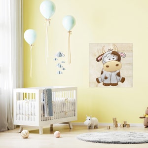 Cute Cow Printable File, Calf Painting Art for Kids Room Wall Art, Baby ...
