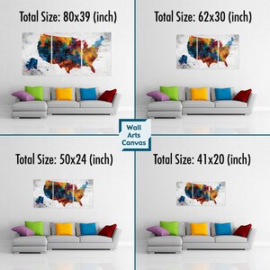 US Map Canvas Wall Art, Push Pin Travel Map, Colorful United States Map ...