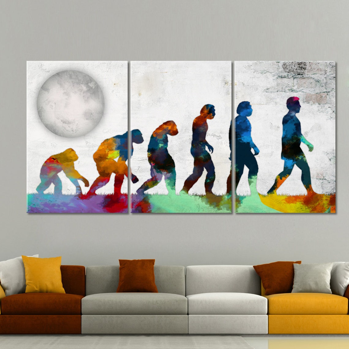 Human Evolution Canvas Art Large Wall Decor Colorful | Etsy