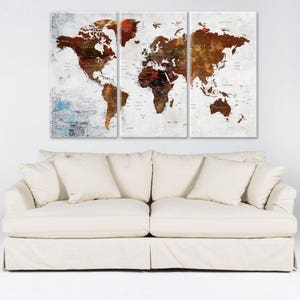 Large Canvas, World Map Wall Art , Push Pin Travel Map, Adventure Map ...