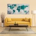 Turquoise Color Extra Large World Map Canvas Wall Decor, Push Pin ...