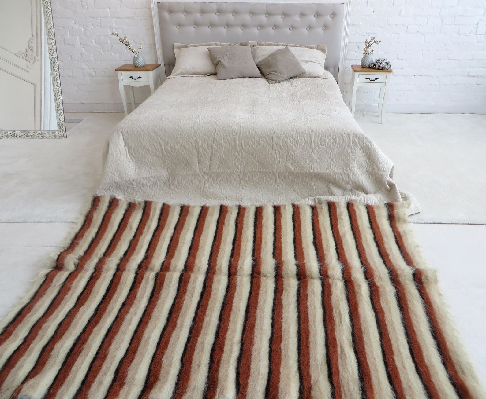 Striped Wool Blanket Throw Blanket Weighted Blanket Hand Woven - Etsy