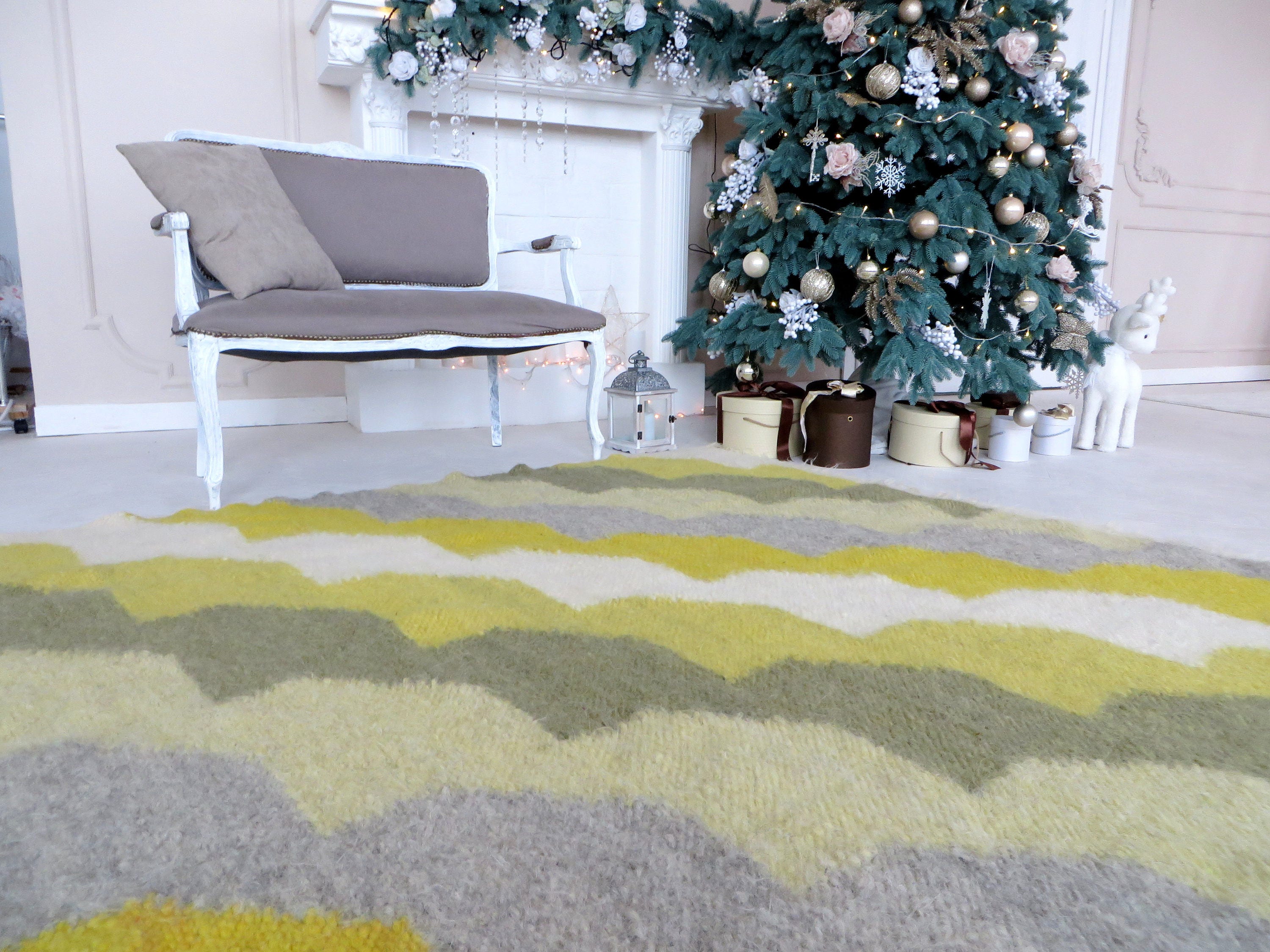 Yellow Wool Rug Hand Woven Area Rugs Nursery Rug Bedroom Rug - Etsy