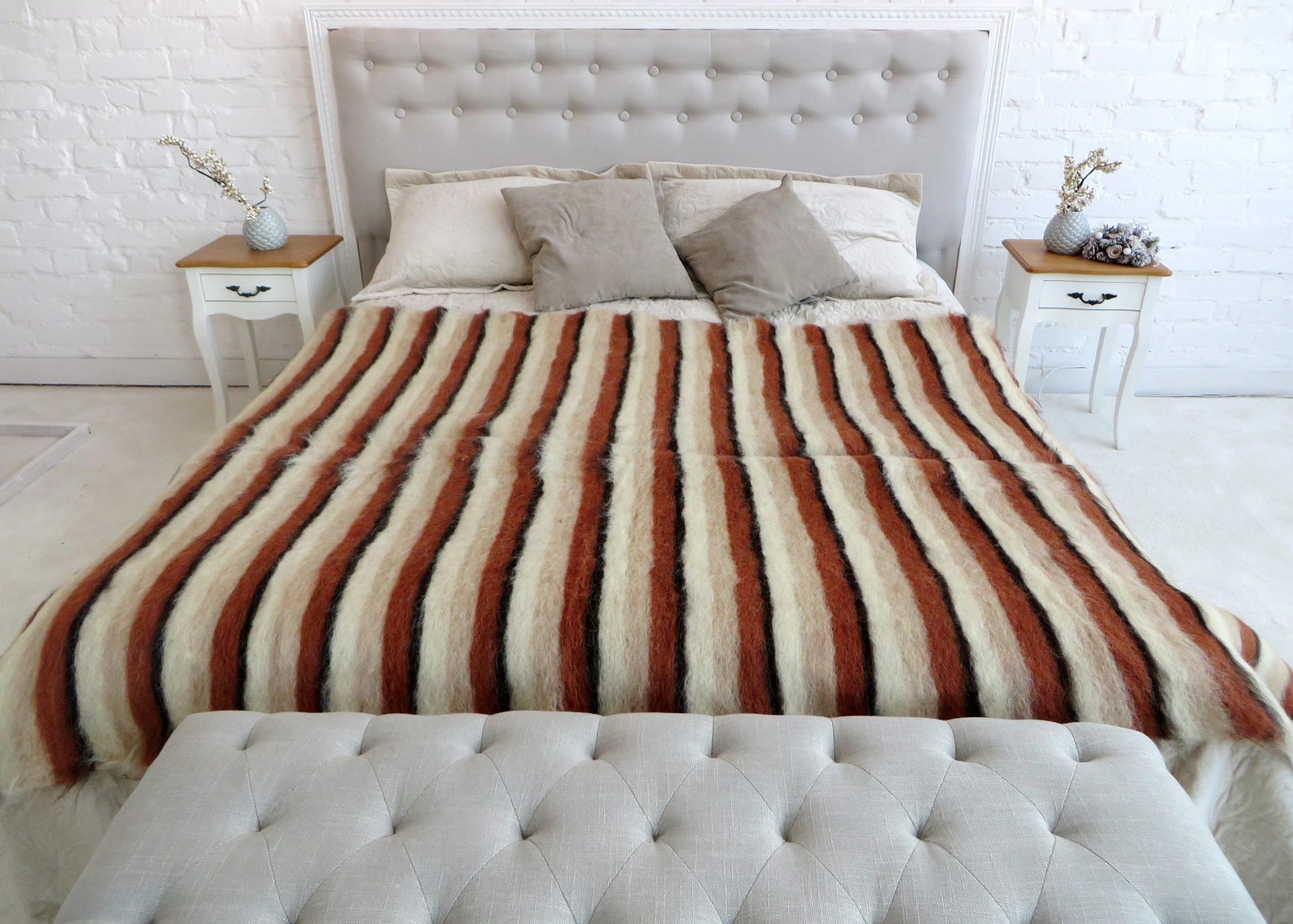 Striped Wool Blanket Throw Blanket Weighted Blanket Hand Woven - Etsy