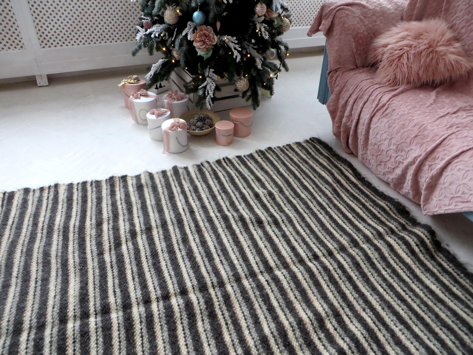 Black and White Rug Modern Wool Rug Striped Rug Area Rugs - Etsy