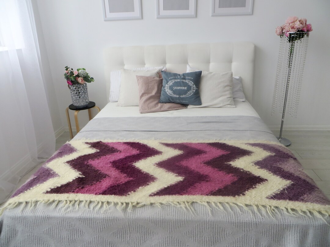Bed Throw Wool Blanket Bed Scarf Throw Blanket Handwoven Cover Sofa ...