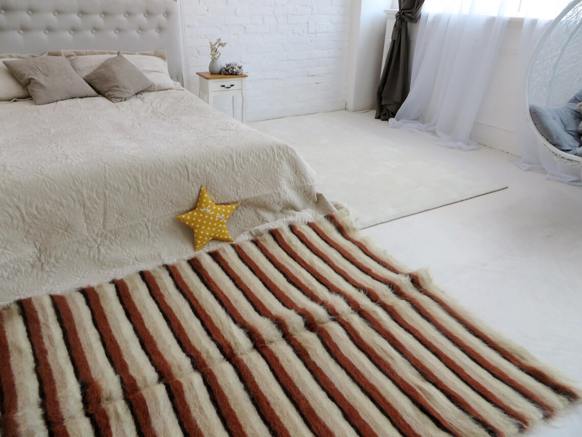 Striped Wool Blanket Throw Blanket Weighted Blanket Hand Woven - Etsy