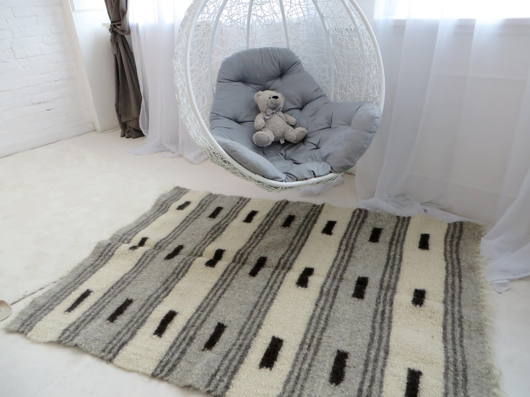 Wool Rug Rugs Handwoven Rug Area Rug White Rug Floor Rug Scandinavian ...