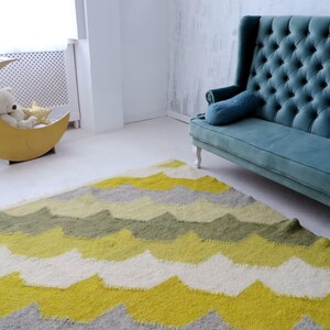 Yellow Wool Rug Hand Woven Area Rugs Nursery Rug Bedroom Rug Modern ...