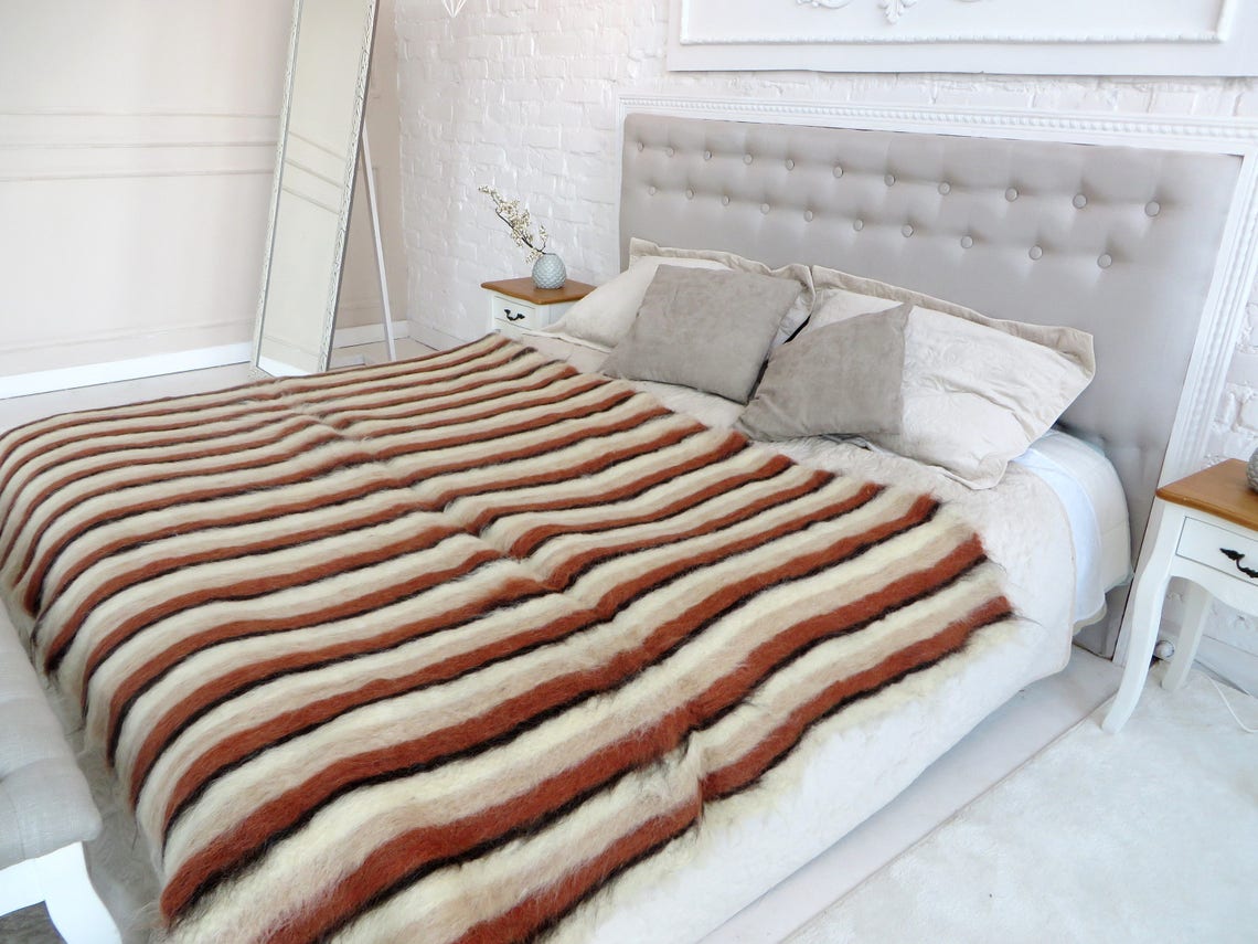Striped Wool Blanket Throw Blanket Weighted Blanket Hand Woven - Etsy