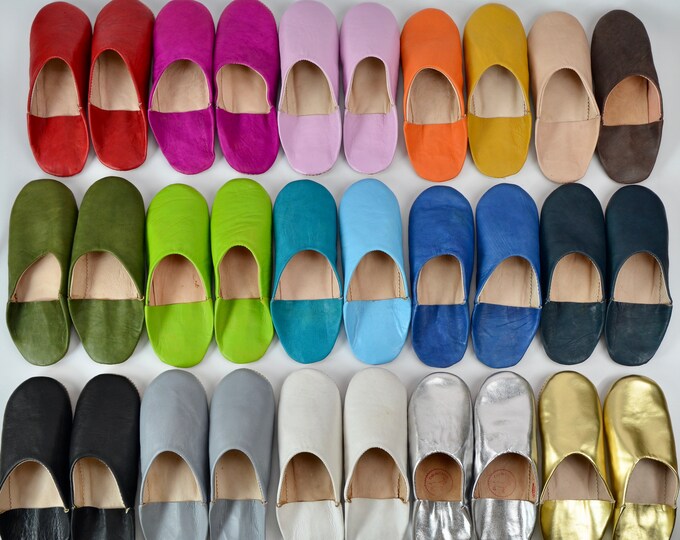 Moroccan Handmade Slippers Leather Unisex Babouches, Babouche Shoes ...