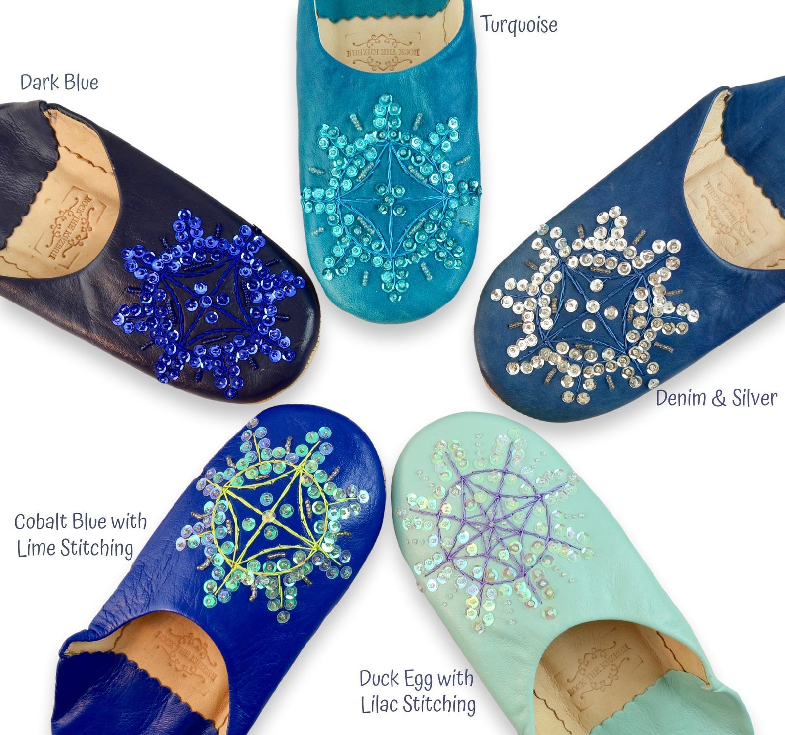 Moroccan Sequin Babouche Slippers Mules, Handmade From Naturally Tanned ...