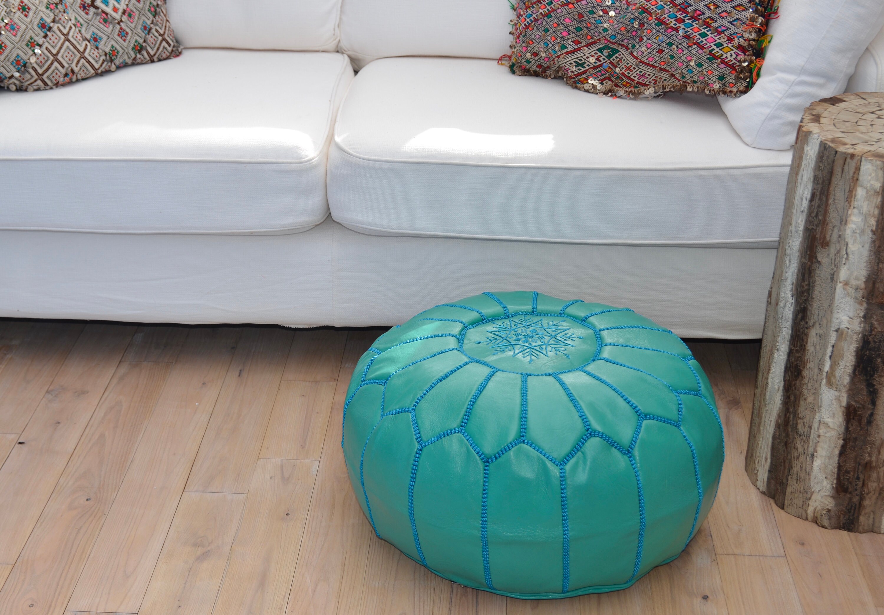 Moroccan Leather Pouffe in Turquoise Green Blue Footstool Beanbag Leather Ottoman Handmade From Naturally Tanned Leather Etsy UK