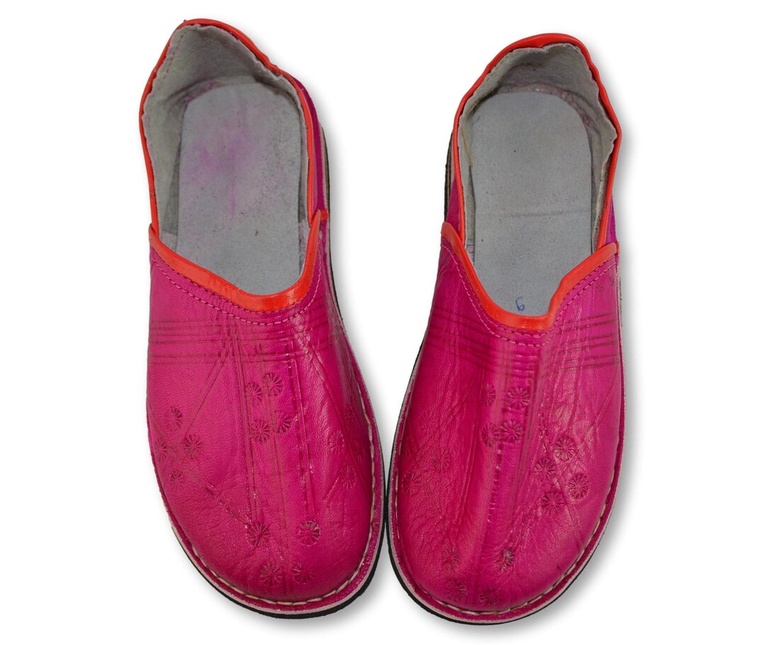Womens Moroccan Babouche Slippers or Shoes in Fuchsia, Handmade From ...