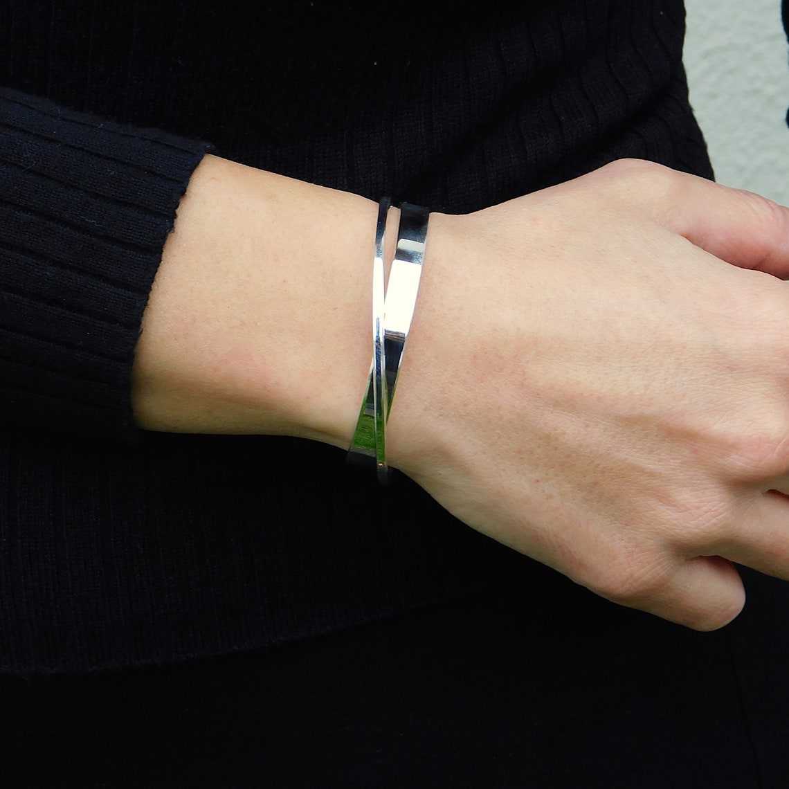 Double Silver Bangles Bangle Bracelets Silver Cuff Bracelet - Etsy ...