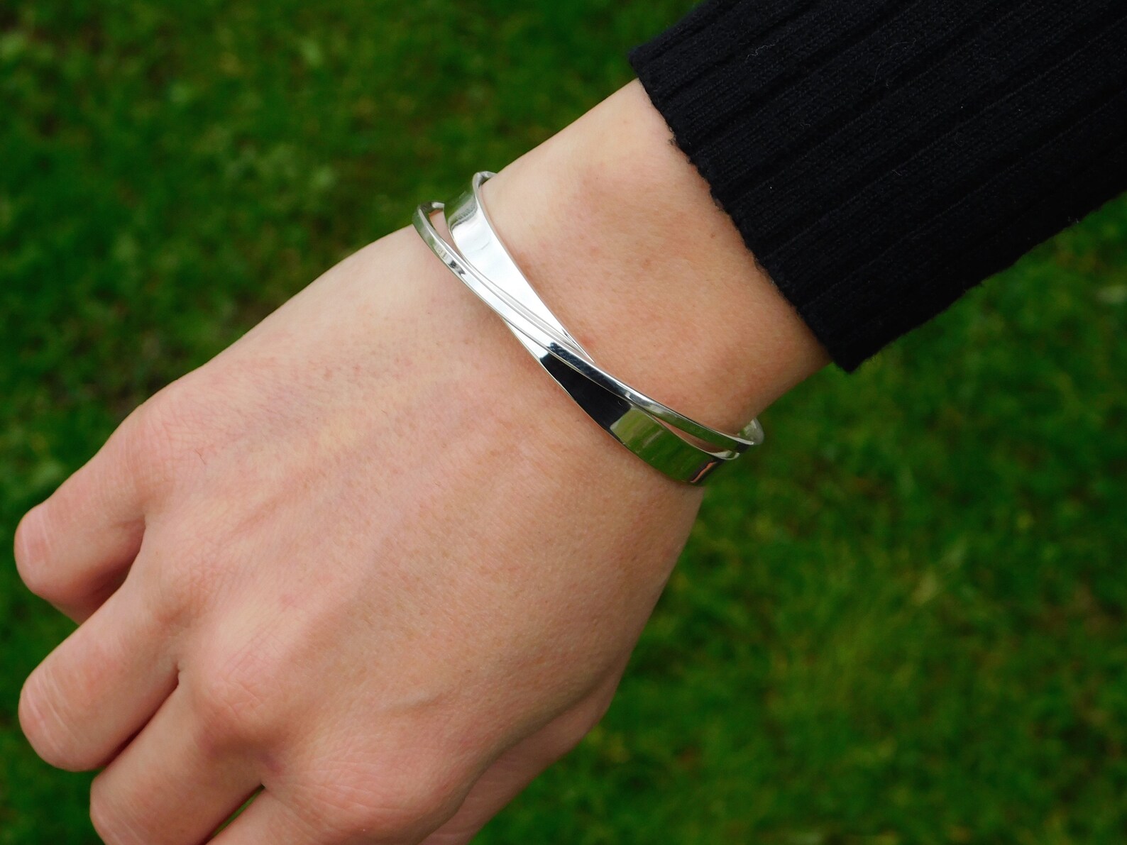 Double Silver Bangles Bangle Bracelets Silver Cuff Bracelet - Etsy ...