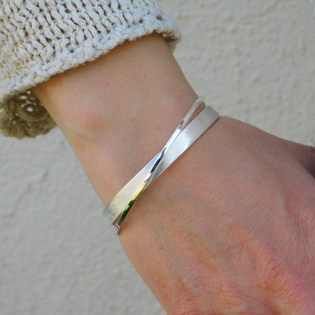 Cuff Bracelet for Women, Cross Band Cuff Bracelet, Double Bracelet ...